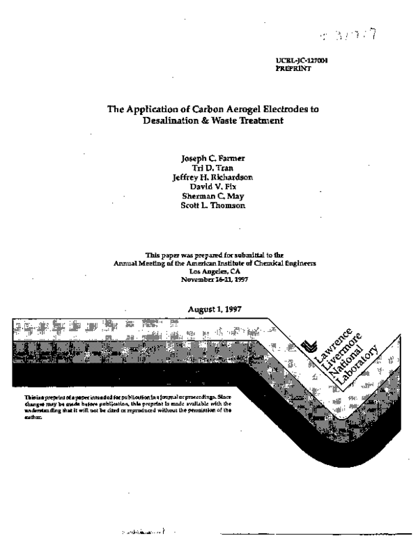 (PDF) The Application of carbon aerogel electrodes to desalination ...