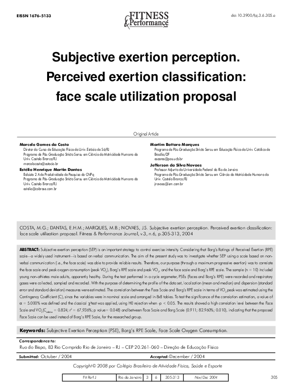 (PDF) Subjective exertion perception. Perceived exertion classifi ...