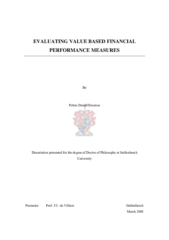 (PDF) Evaluating value based financial performance measures