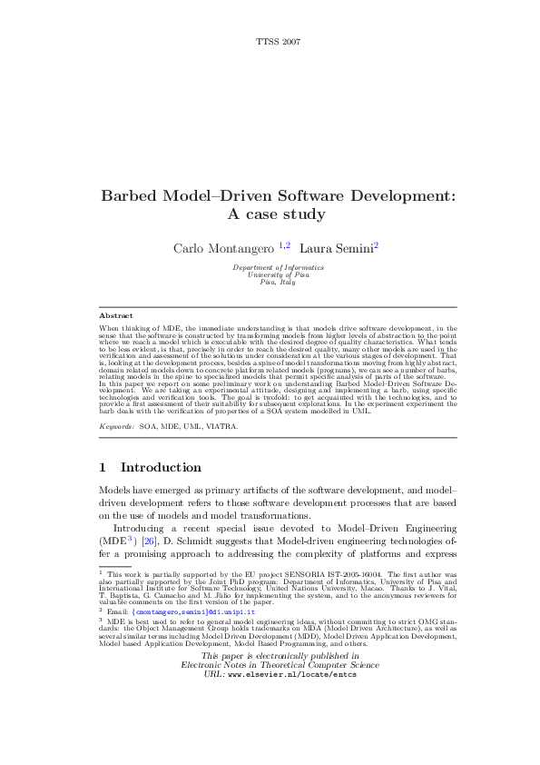 (PDF) Barbed Model–Driven Software Development: A Case Study