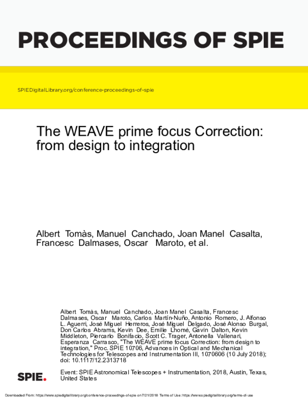 (PDF) The WEAVE prime focus correction: from design to integration