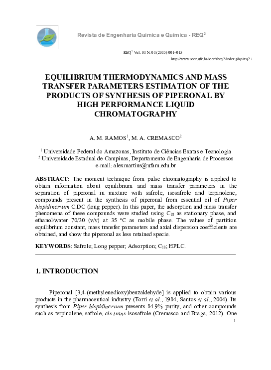 (PDF) Equilibrium thermodynamics and mass transfer parameters estimation of the products of ...