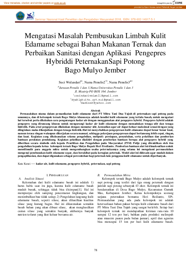 (PDF) Mengatasi Masalah Pembusukan Limbah Kulit Edamame sebagai Bahan ...