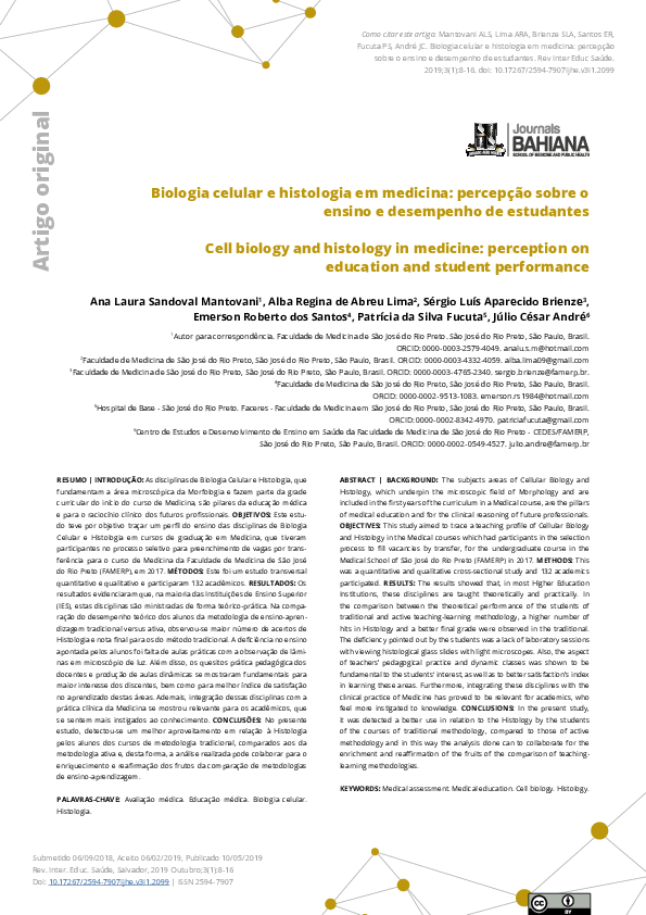 (PDF) Cell biology and histology in medicine: perception on education ...
