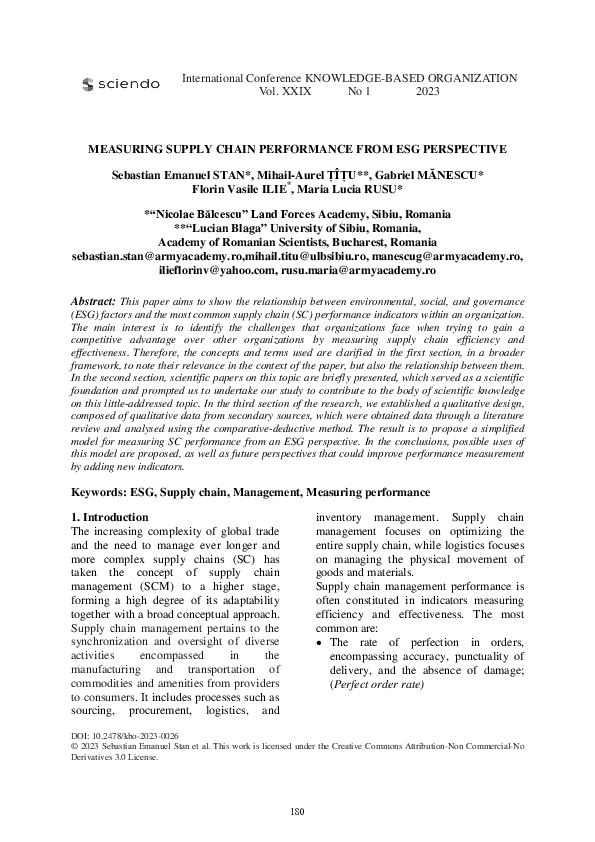 (PDF) Measuring Supply Chain Performance from ESG Perspective (PDF) Measuring Supply Chain Performance from ESG Perspective