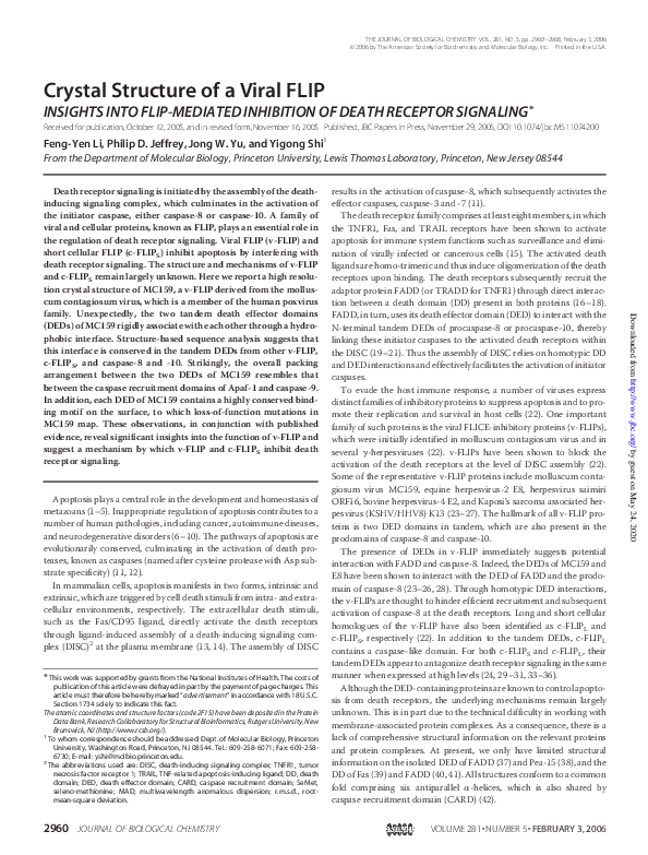 (PDF) Crystal Structure of a Viral FLIP | Feng-Yen Li - Academia.edu