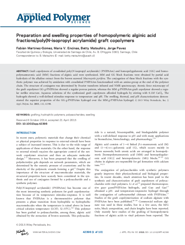 (PDF) Preparation and swelling properties of homopolymeric alginic acid ...