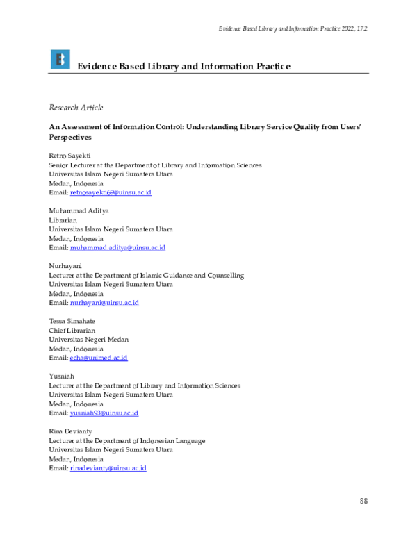 (PDF) An Assessment of Information Control: Understanding Library ...