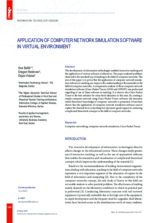 (PDF) Application of Computer Network Simulation Software in Virtual Environment