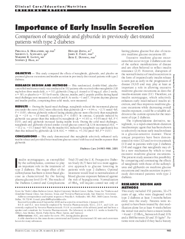 (PDF) Importance of Early Insulin Secretion