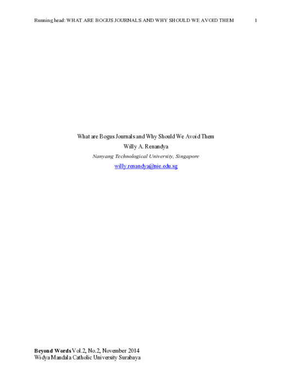 (PDF) What are Bogus Journal