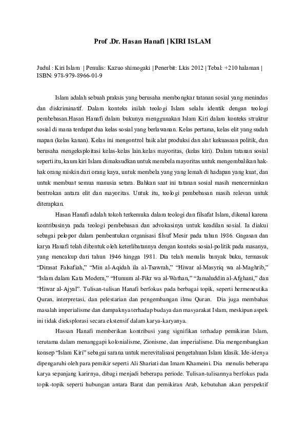 (PDF) Prof Dr Hasan hanafi I KIRI ISLAM