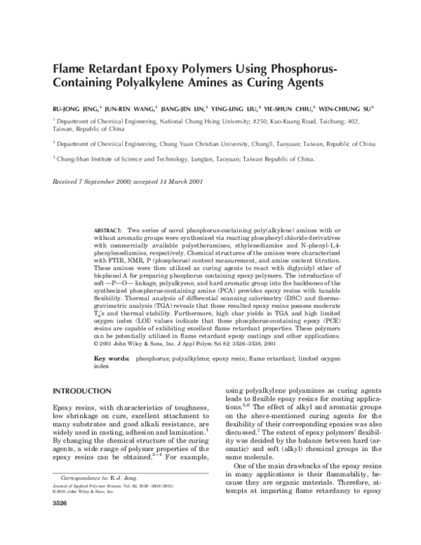 (PDF) Flame retardant epoxy polymers using phosphorus-containing ...