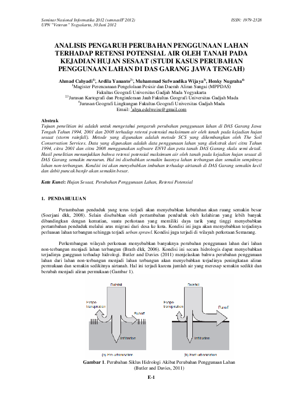 (PDF) ANALISIS PENGARUH PERUBAHAN PENGGUNAAN LAHAN TERHADAP RETENSI ...