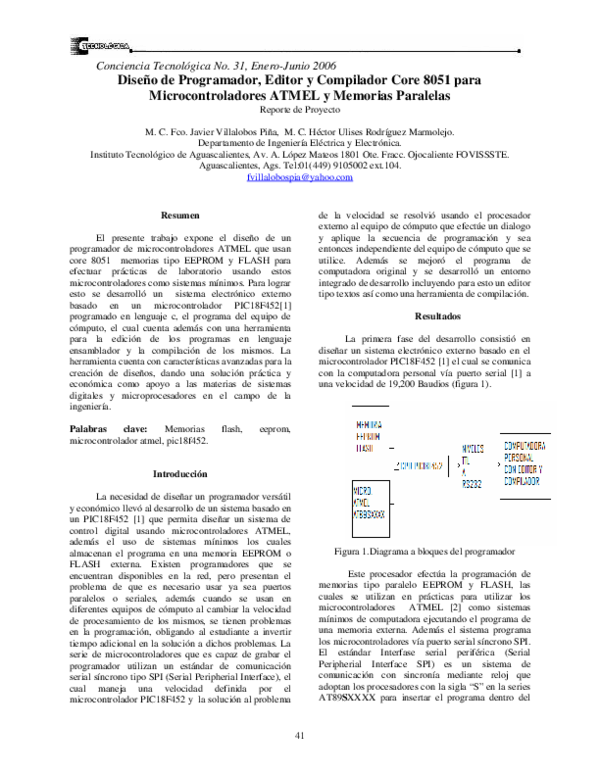 (PDF) Diseño de Programador, Editor y Compilador Core 8051 para Microcontroladores ATMEL y ...