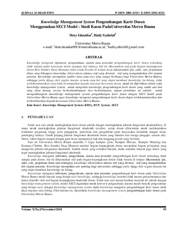 (PDF) Knowledge Management System Pengembangan Karir Dosen Menggunakan ...