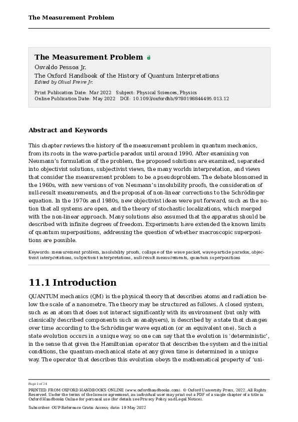 (PDF) The Measurement Problem