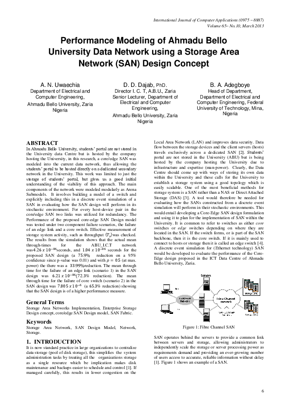 (PDF) Performance Modeling of Ahmadu Bello University Data Network ...