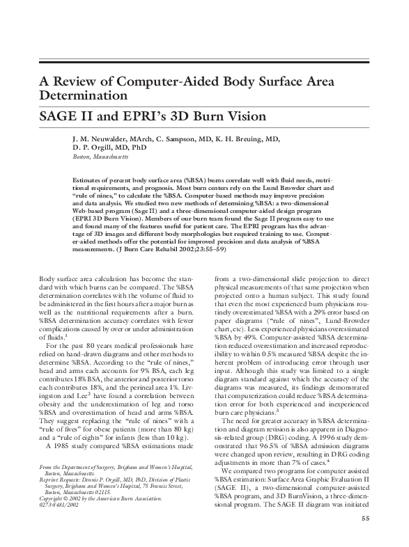 (PDF) A Review of Computer-Aided Body Surface Area Determination