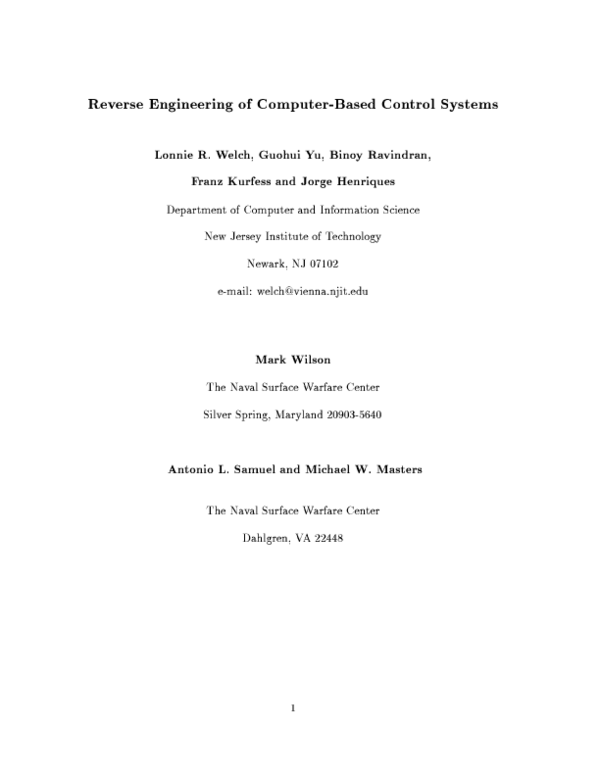 (PDF) Reverse Engineering of Computer-Based Control Systems | Antonio Martínez Samuel - Academia.edu