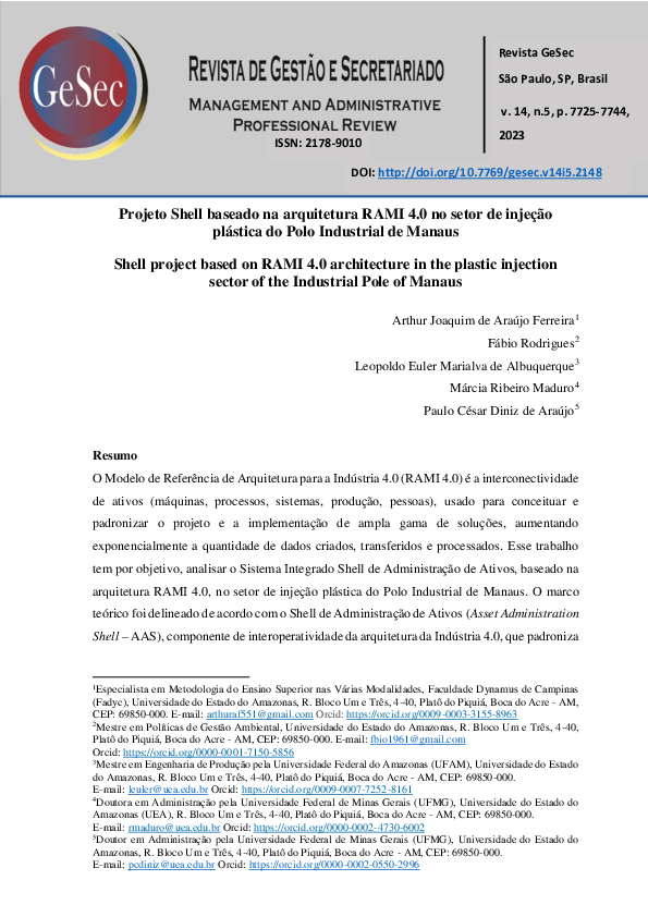 (PDF) Projeto Shell baseado na arquitetura RAMI 4.0 no setor de injeção ...