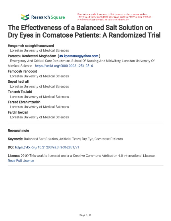 (PDF) The Effectiveness of a Balanced Salt Solution on Dry Eyes in ...