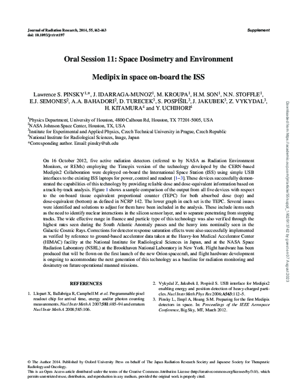 (PDF) Medipix in space on-board the ISS | Lawrence Pinsky - Academia.edu