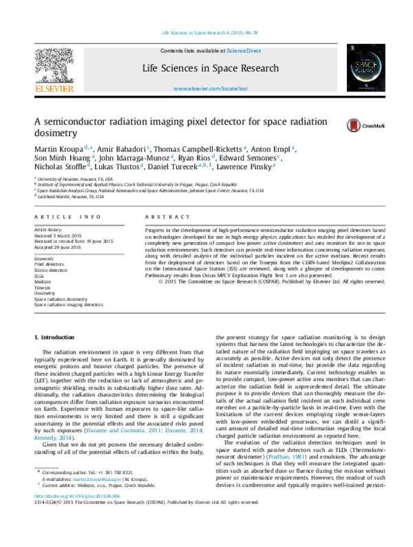 (PDF) A semiconductor radiation imaging pixel detector for space ...