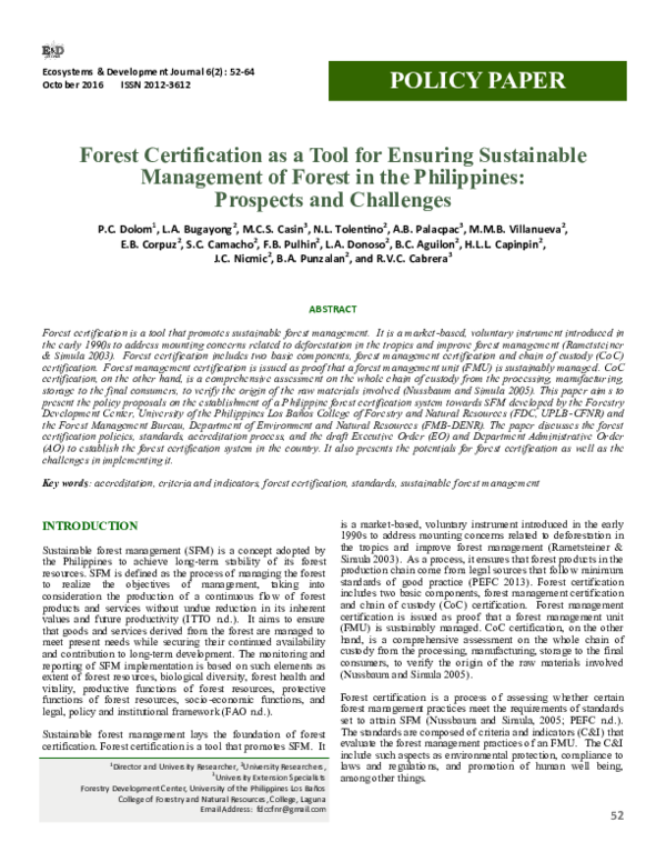 (PDF) Forest Certification as a Tool for Ensuring Sustainable ...