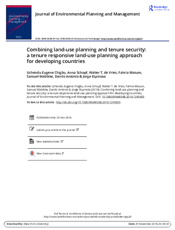 (PDF) Combining land-use planning and tenure security: a tenure ...