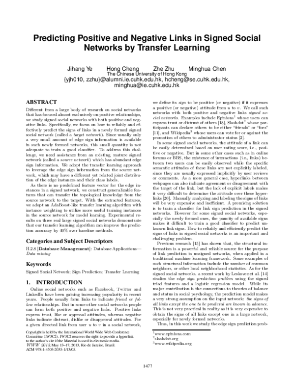 (PDF) Predicting positive and negative links in signed social networks ...