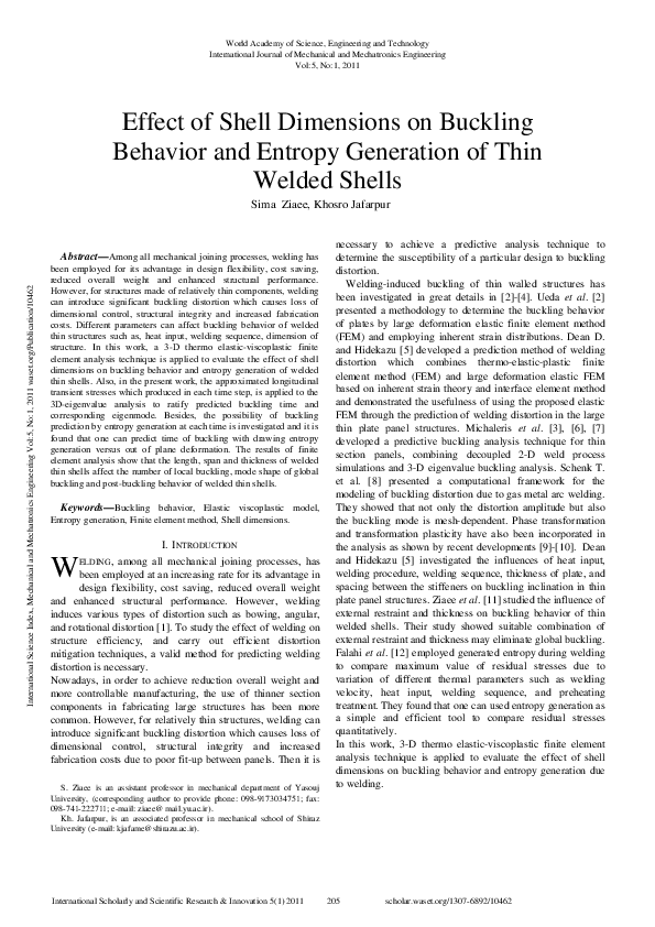 (PDF) Effect Of Shell Dimensions On Buckling Behavior And Entropy ...
