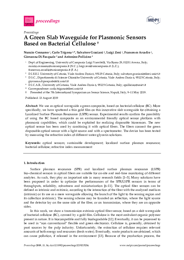 (PDF) A Green Slab Waveguide for Plasmonic Sensors Based on Bacterial Cellulose | Nunzio Cennamo ...