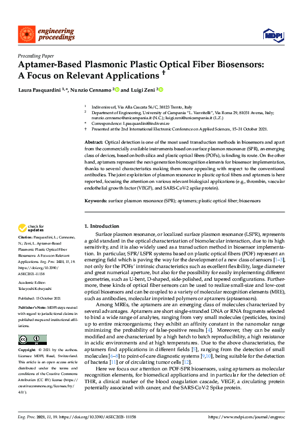 (PDF) Aptamer-Based Plasmonic Plastic Optical Fiber Biosensors: A Focus on Relevant Applications