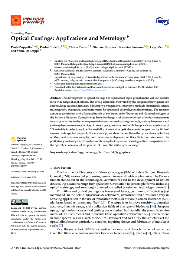 (PDF) Optical Coatings: Applications and Metrology