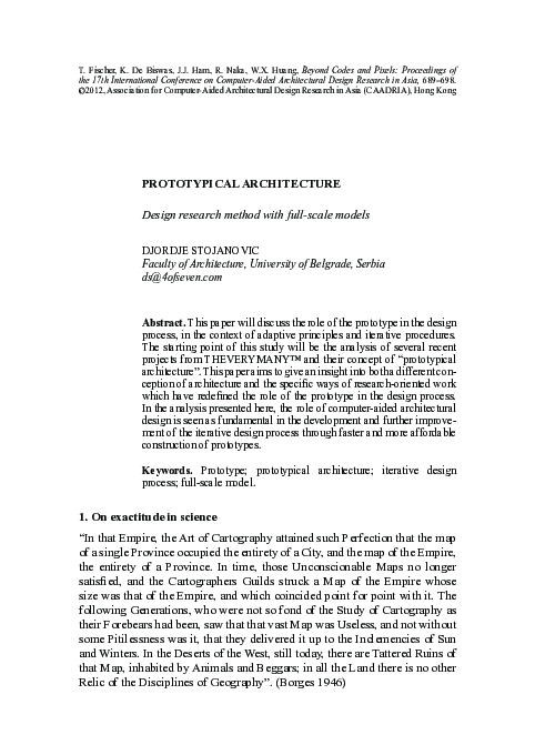 (PDF) Prototypical architecture: Design research method with full-scale models