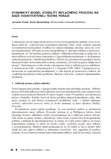 (PDF) Dynamic model of inflation stability based on quantity theory of ...