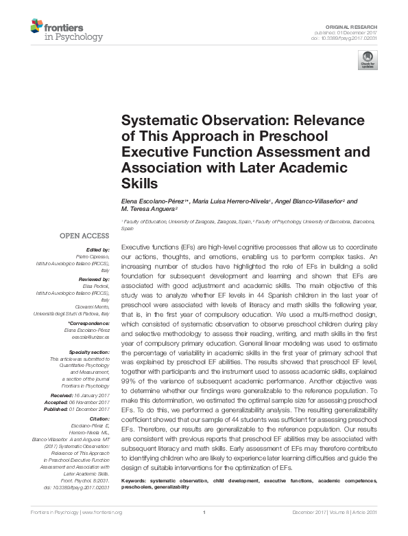 (PDF) Systematic Observation: Relevance of This Approach in Preschool ...