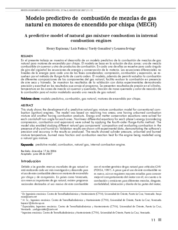 (PDF) A predictive model of natural gas mixture combustion in internal ...