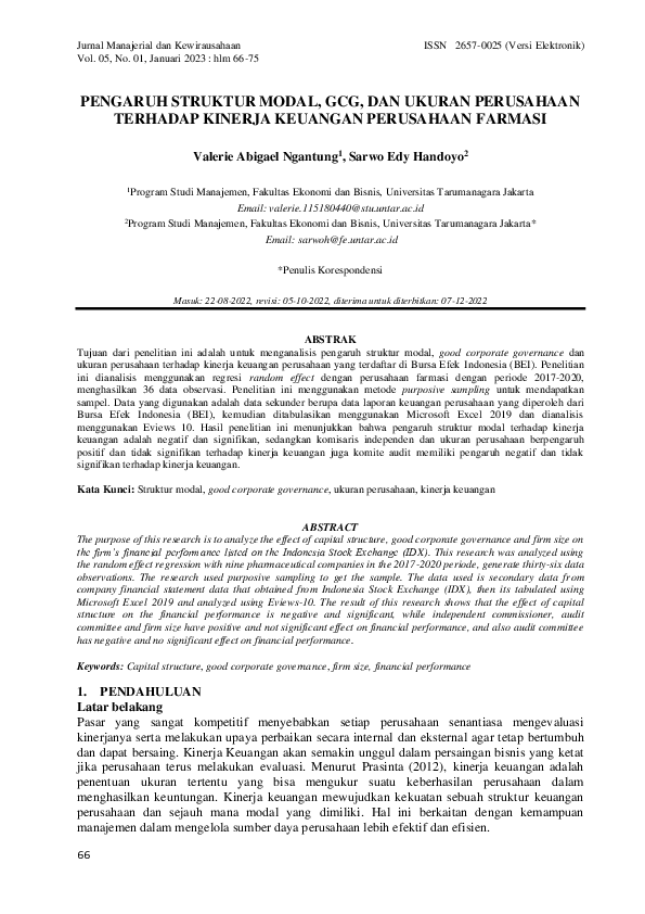 (PDF) Pengaruh Struktur Modal, GCG, dan Ukuran Perusahaan terhadap Kinerja Keuangan Perusahaan ...