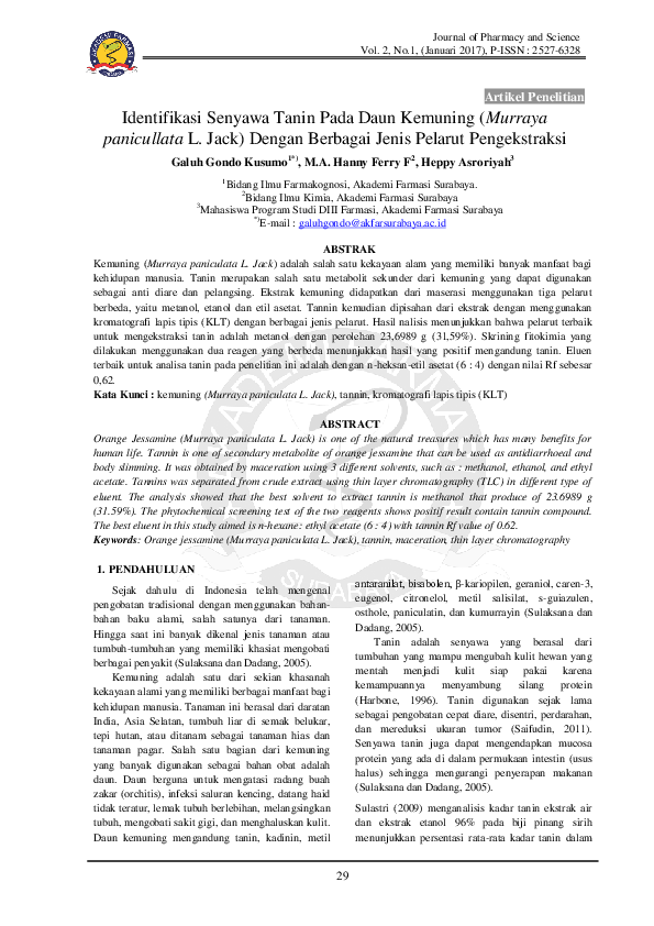 (PDF) Identifikasi Senyawa Tanin Pada Daun Kemuning (Murraya ...