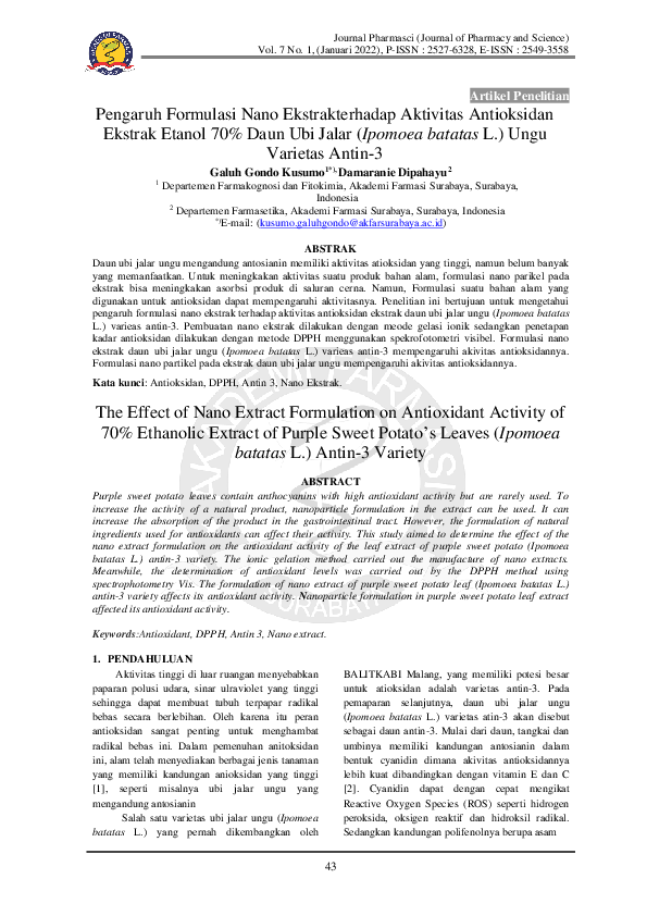 (PDF) The Effect of Nano Extract Formulation on Antioxidant Activity of ...