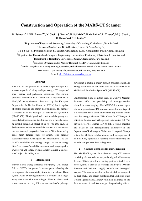 (PDF) Construction and Operation of the MARS-CT Scanner