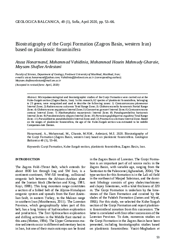 (PDF) Biostratigraphy of the Gurpi Formation (Zagros Basin, western ...