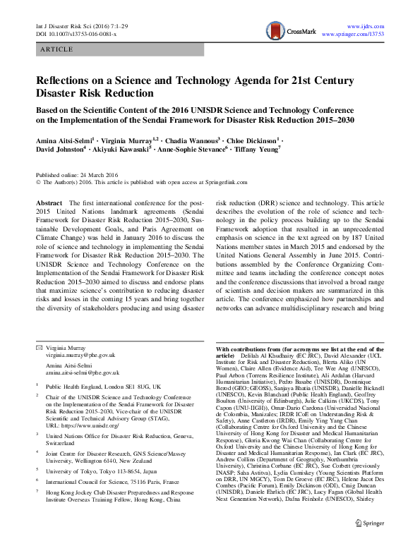 (PDF) Reflections on a Science and Technology Agenda for 21st Century ...