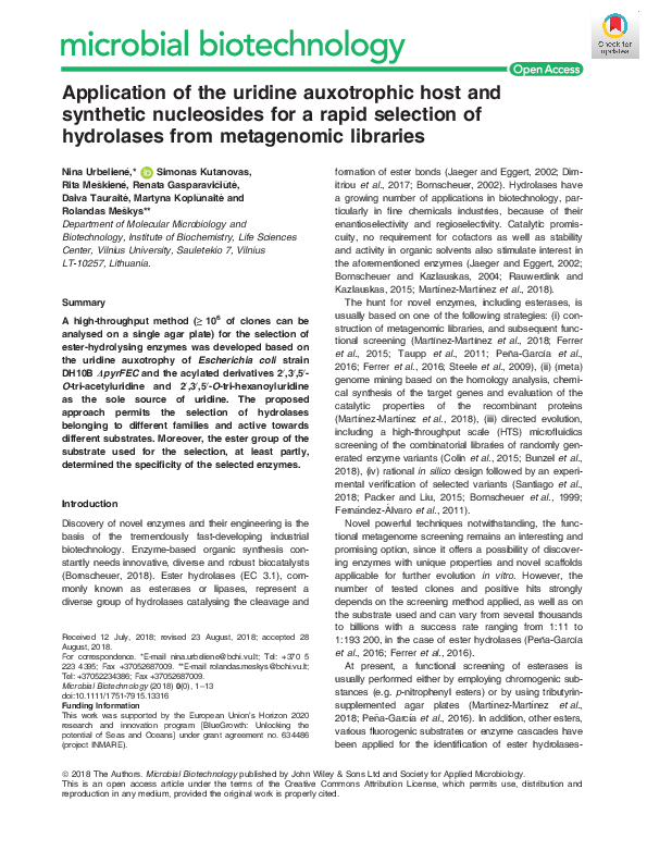 (PDF) Application of the uridine auxotrophic host and synthetic ...
