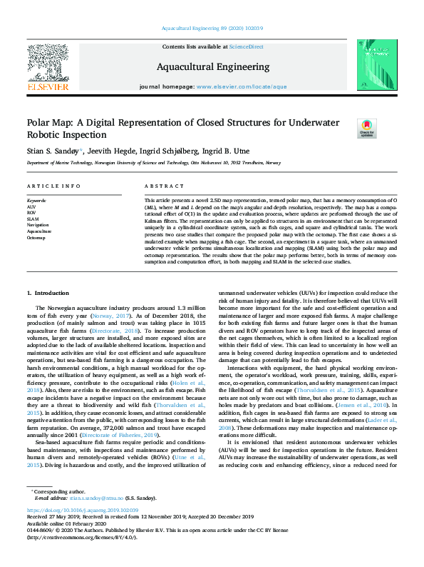 (PDF) Polar Map: A Digital Representation of Closed Structures for Underwater Robotic Inspection