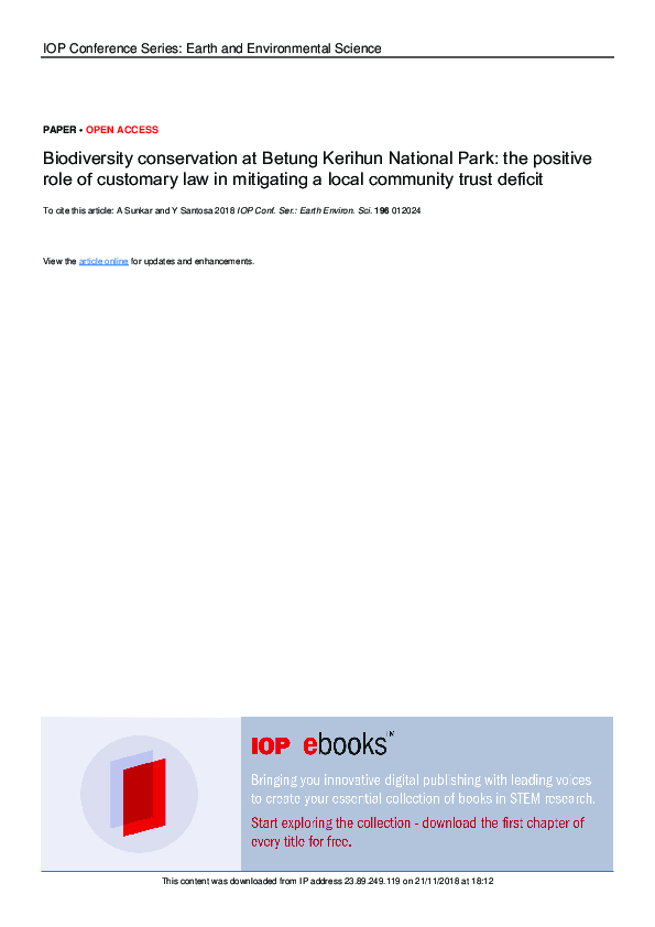 (PDF) Biodiversity conservation at Betung Kerihun National Park: the ...