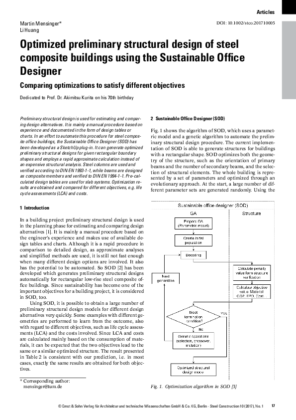 (PDF) Optimized preliminary structural design of steel composite buildings using the Sustainable ...