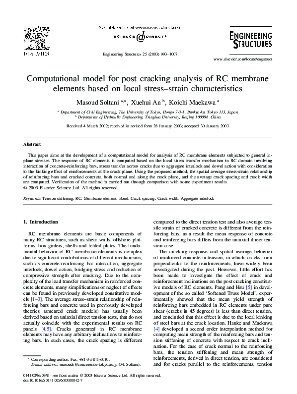 (PDF) Computational model for post cracking analysis of RC membrane ...